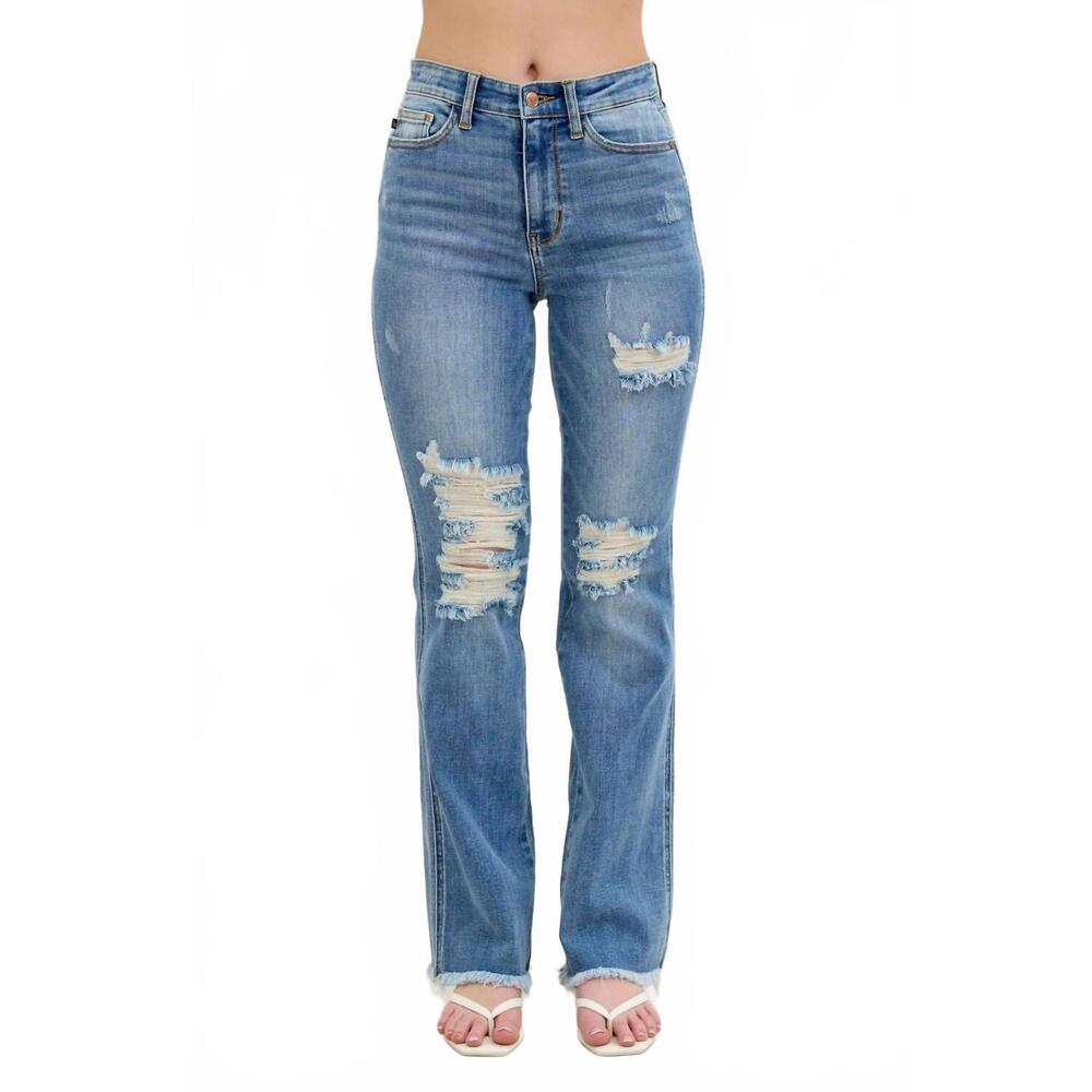 Judy Blue | Jeans | New Judy Blue High Waist Destroy Fray Hem Bootcut ...